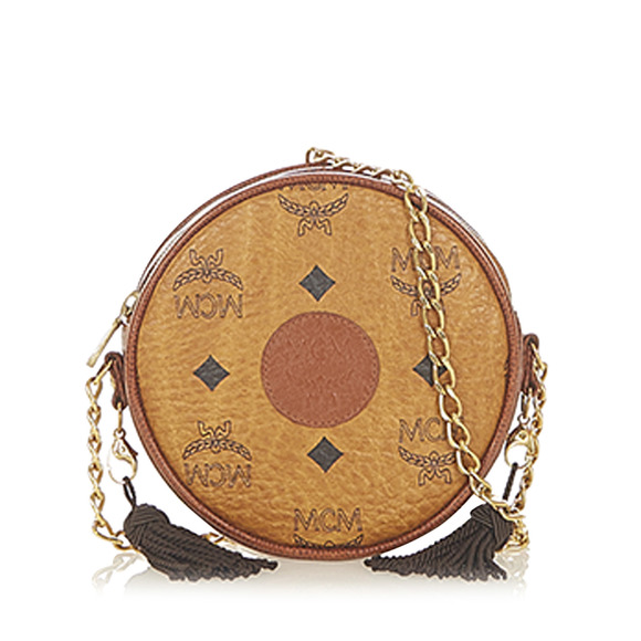 MCM | Bags | Preloved Mcm Visetos Round Crossbody Bag | Poshmark